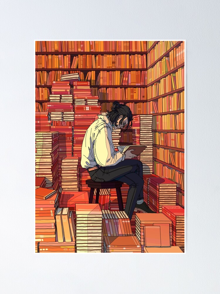 Book hoarder Canvas Poster Decor Landscape Office Room Decor Gift ...