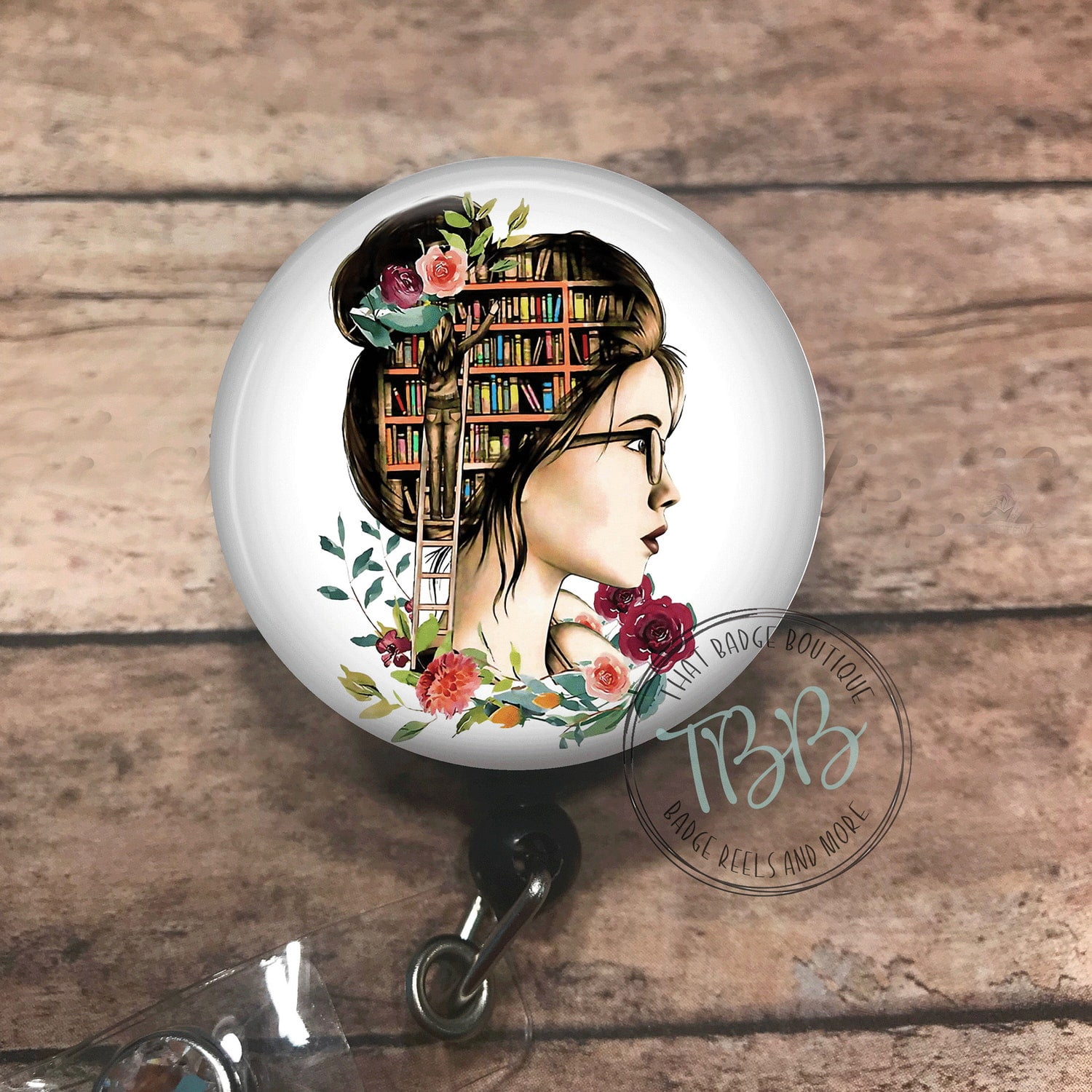 Book lover - retractable badge reel - badge clip - lanyard ...