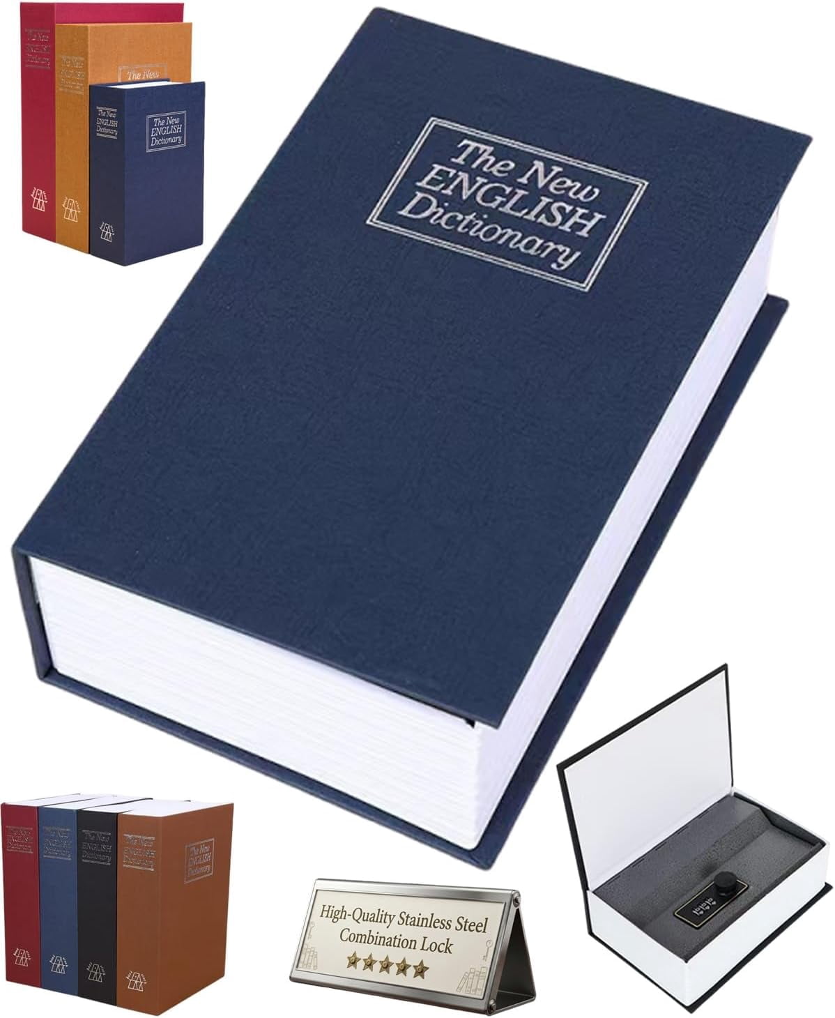 Book-shaped security lock box, fake book with combination lock, safe ...
