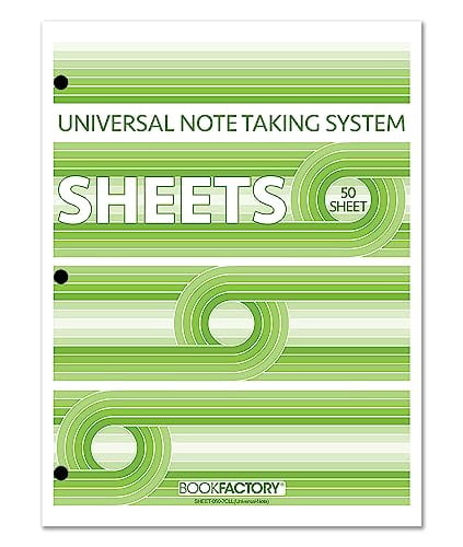 BookFactory Universal Note Taking System (Cornell Notes) / Sheets for 3 ...