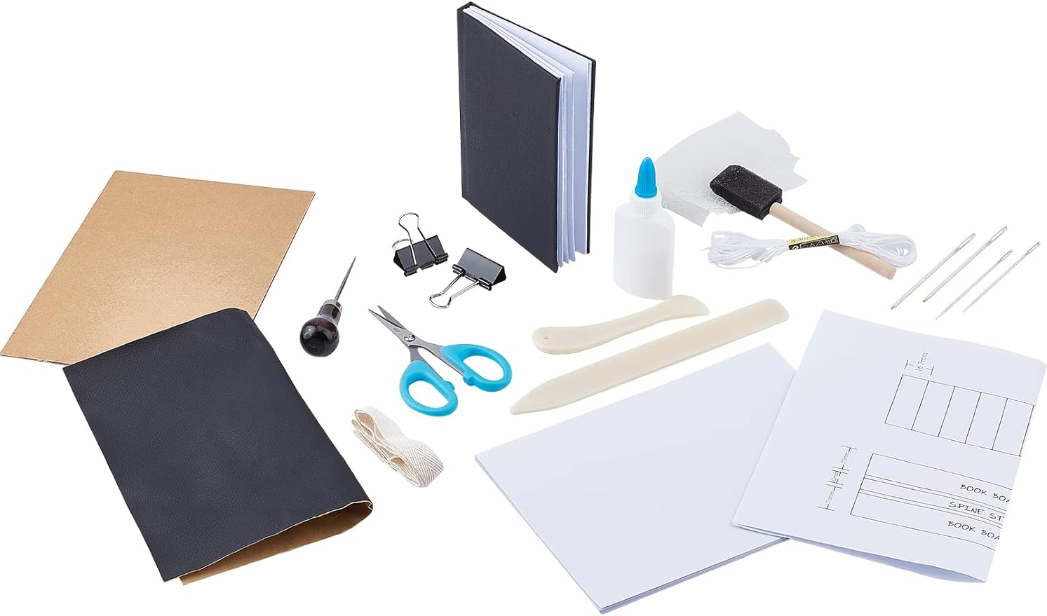 Bookbinding Supplies Kit Hand Book Binding Starter Tools Kit DIY Craft Kit Bookbinding Crafts ...