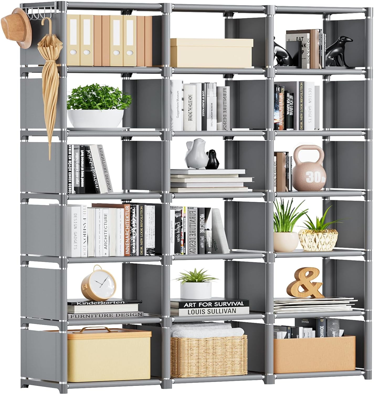 Bookcase, 18-Cube Extra Large Book Shelf, DIY Cube Storage Organizer ...
