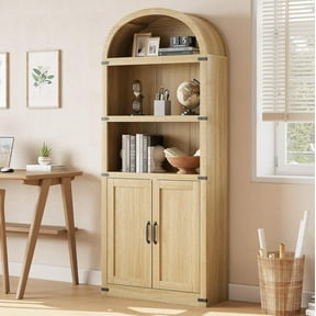 Better Homes & Gardens Lillian Fluted Bookcase with Doors, Natural Pine ...