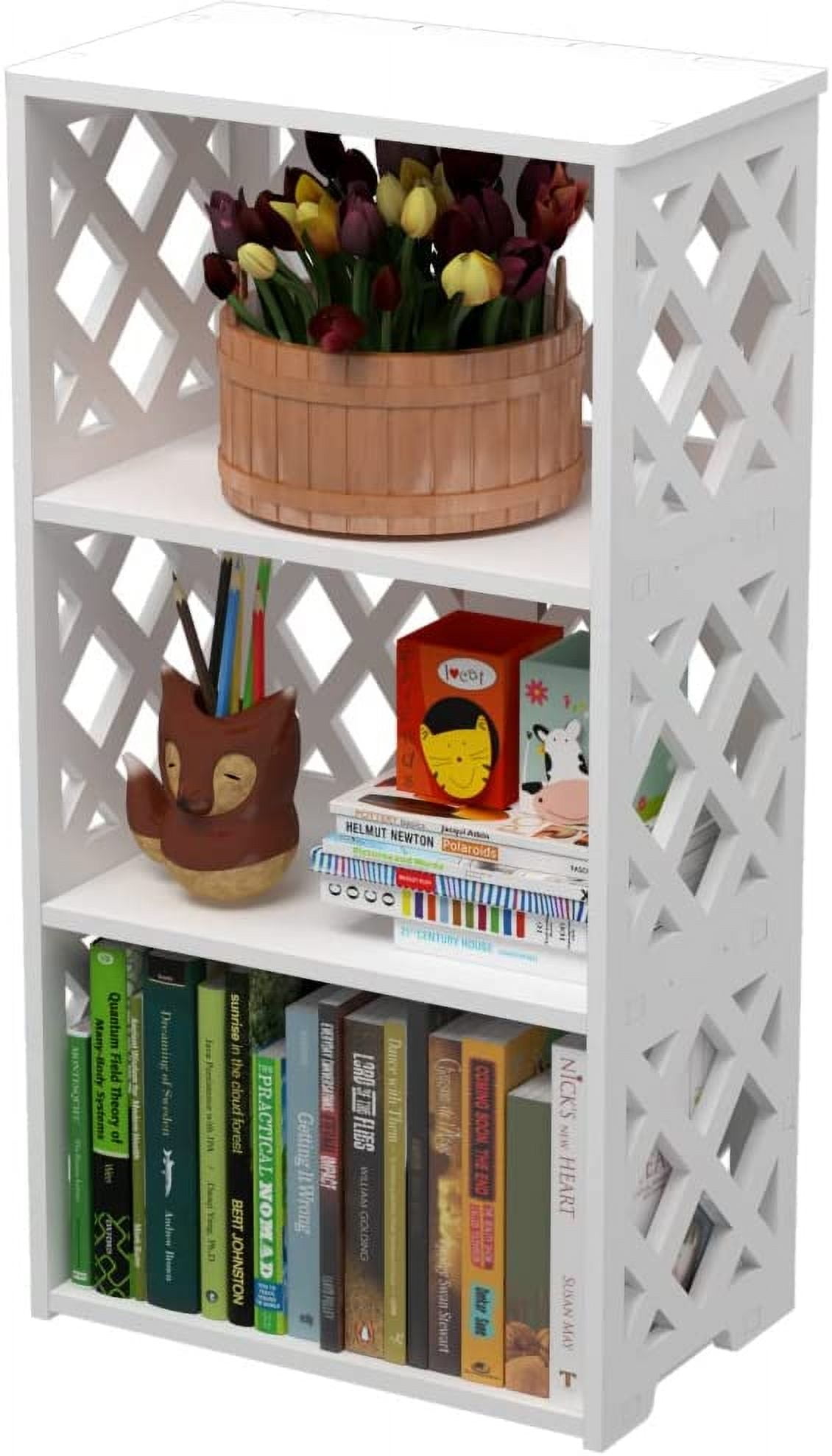 Bookcase 4 Tier, 3-Shelf Kids Bookshelf - Compact Book Organizer and ...