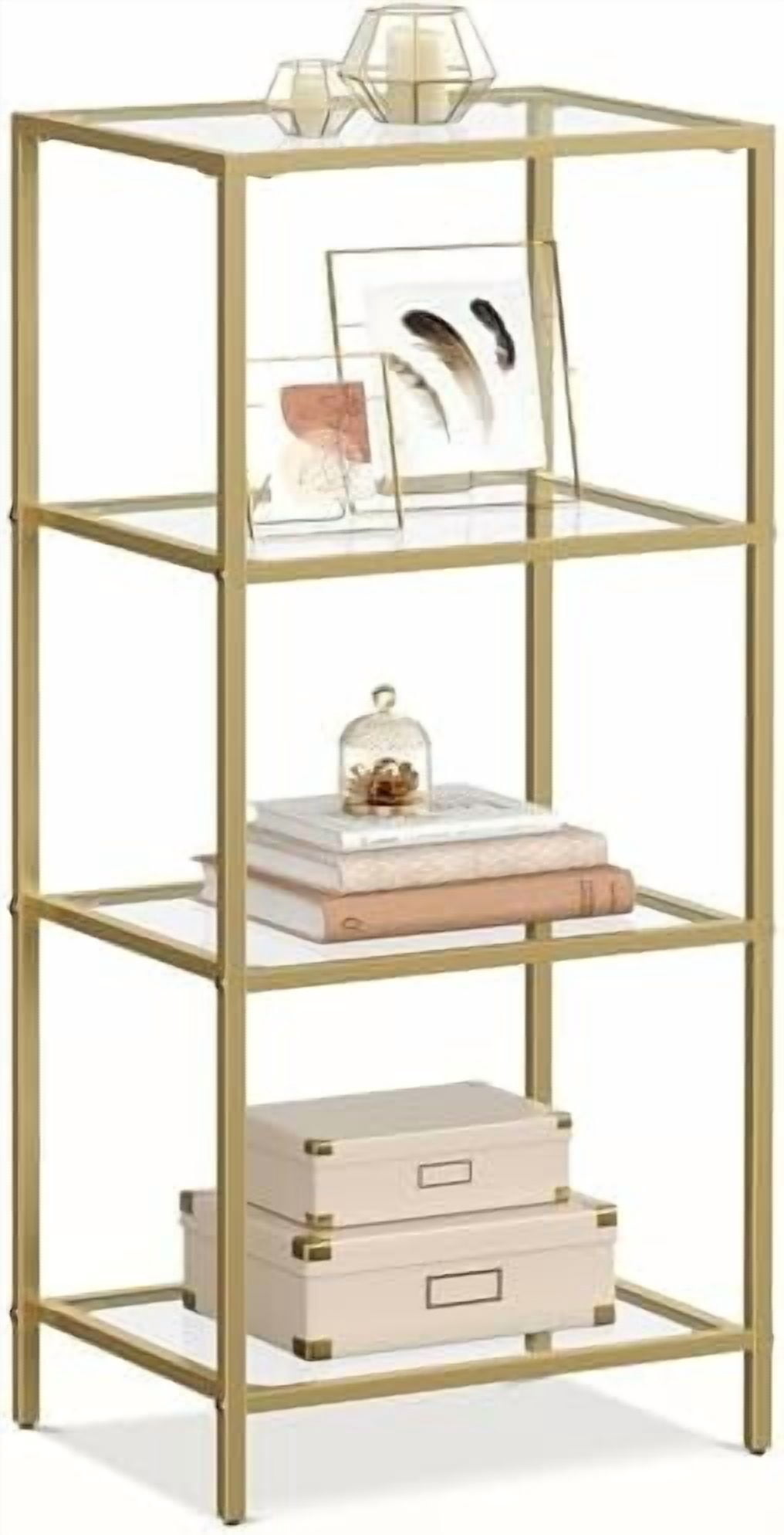 Bookcase, 4-Tier Bookshelf, Slim Shelving Unit for Bedroom, Bathroom ...