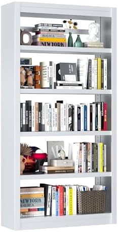 Bookcase, 5-Shelf Industrial Bookshelf, Large Storage Space, Adjustable Bookshelves, Perfect for ...