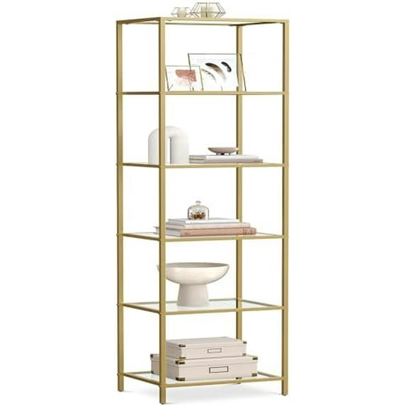 Bookcase, 6-Tier Bookshelf, Slim Shelving Unit for Bedroom, Bathroom ...