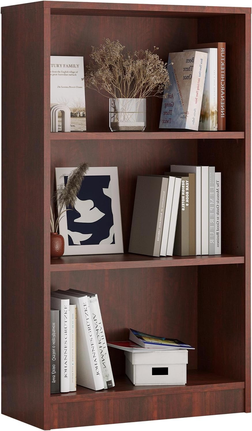 Bookcase Adjustable Storage Shelves,44.1-Inch Bookshelf,3-Tier Modern ...