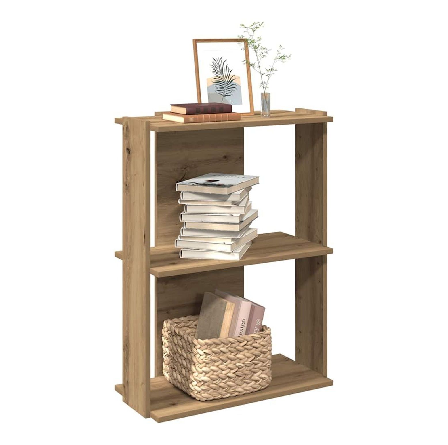 Bookcase Artisan Oak Engineered Wood Small Bookcase Rectangular Brown ...