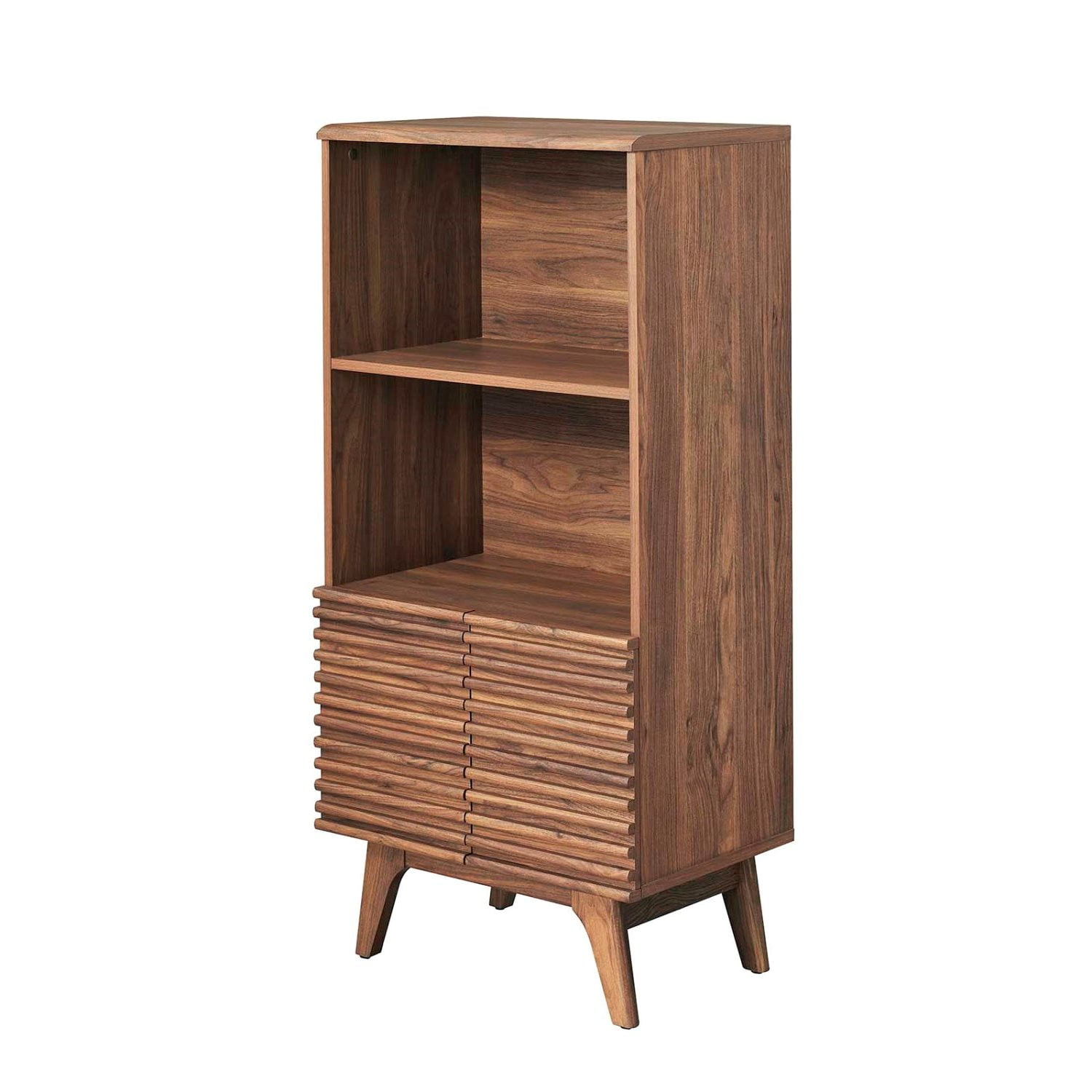 Bookcase Book Shelf Rack Cabinet, Walnut, Wood, Mid Century Living ...