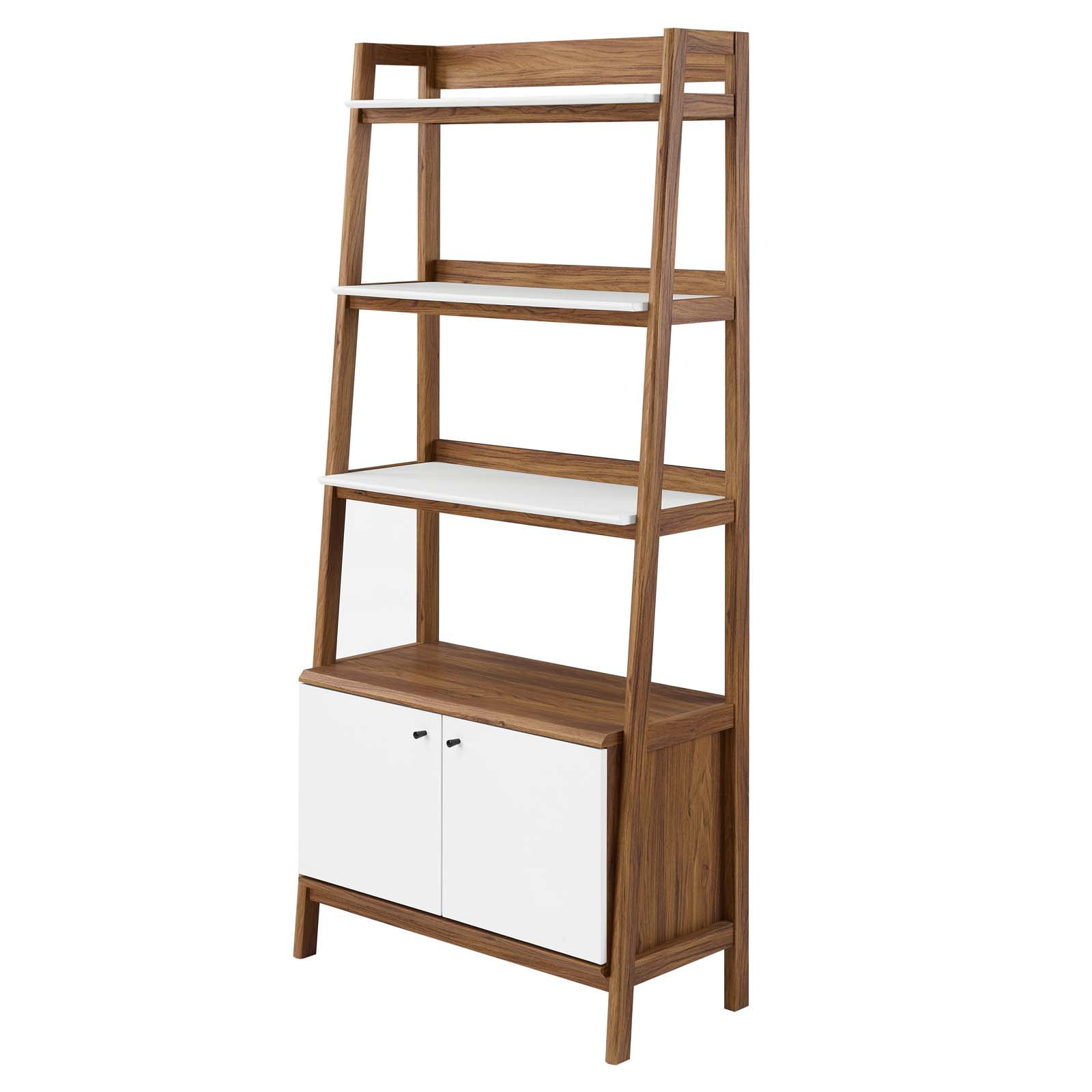 Bookcase Book Shelf Rack, Wood, Brown Walnut White, Modern Contemporary ...