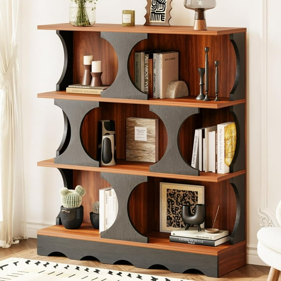 Bookcase Bookshelf, 43.3 Inch Medieval Wood 3-Tier Freestanding Cabinet ...