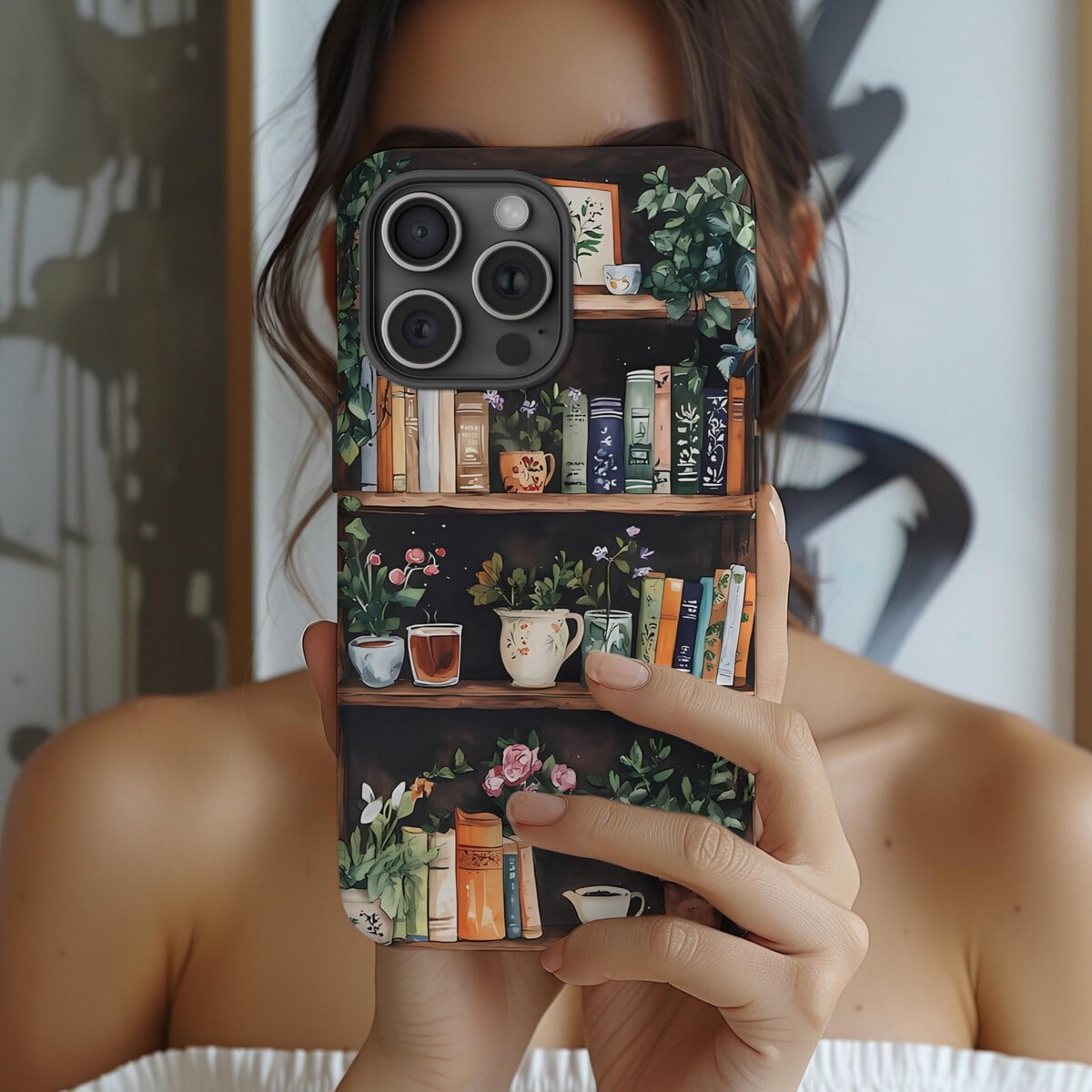 Bookcase Bookshelf Design Greenery Floral Nature Lover Phone Case 17 ...