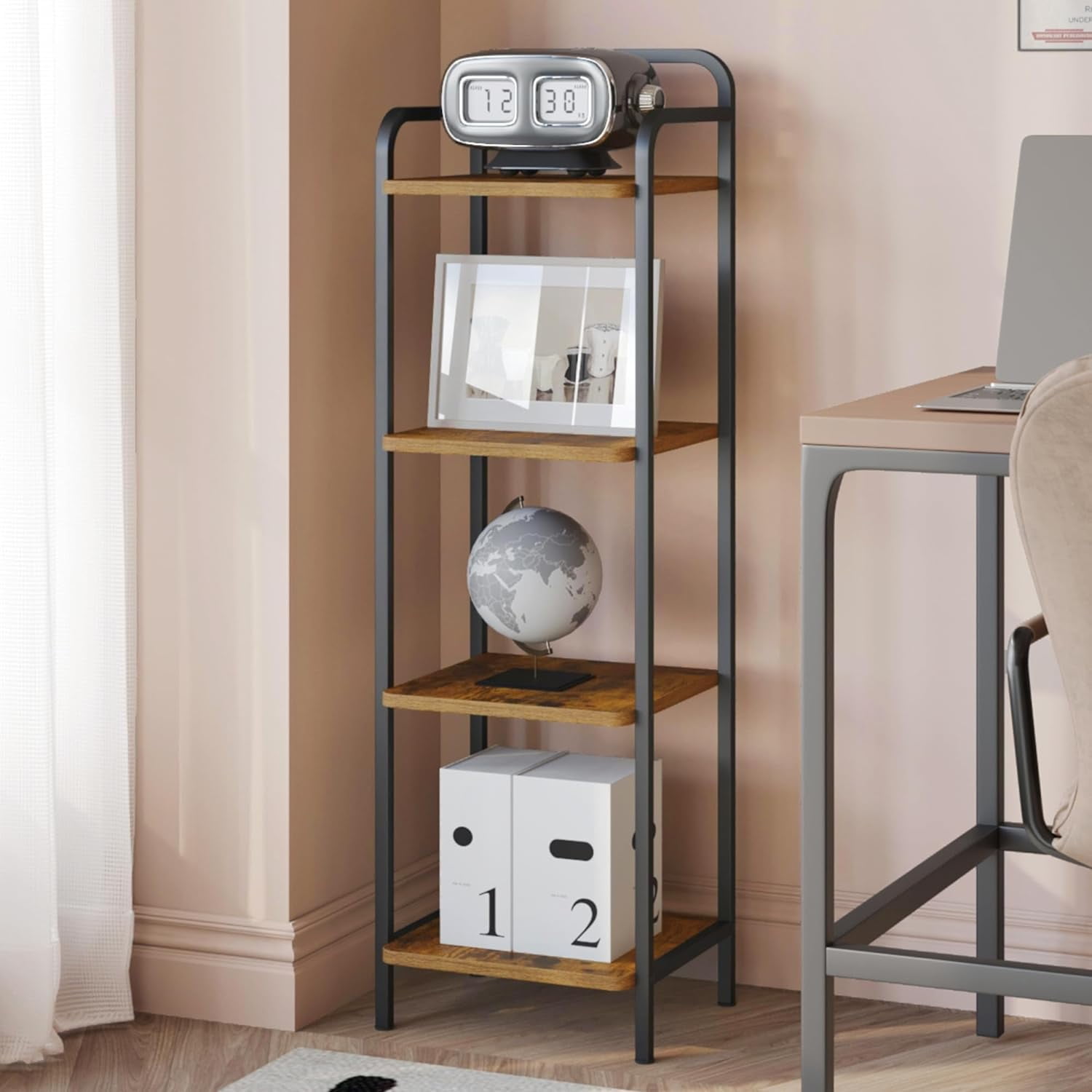 Bookcase Bookshelf, Narrow Book Shelf, Industrial Coner Shelf Storage ...