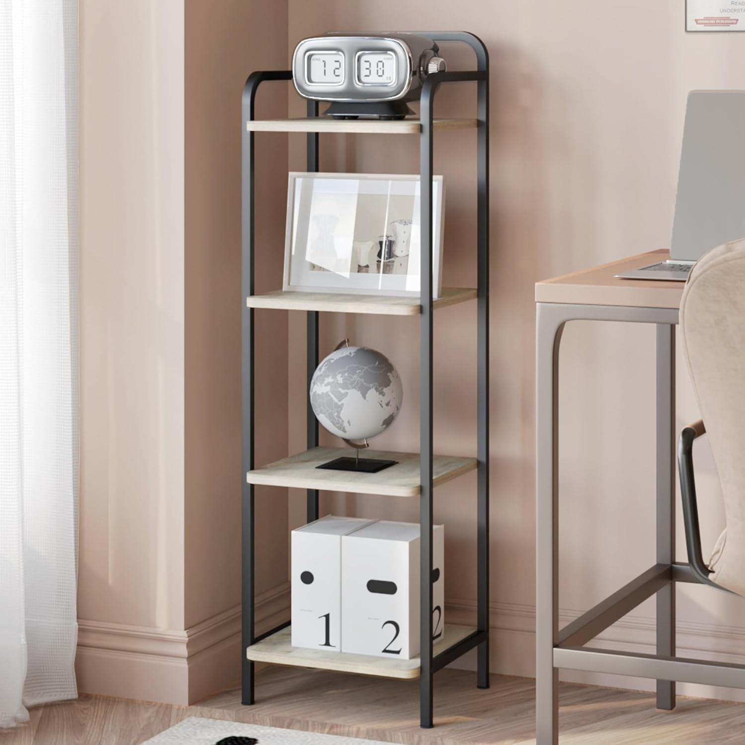 Bookcase Bookshelf, Narrow Book Shelf, Industrial Coner Shelf Storage ...