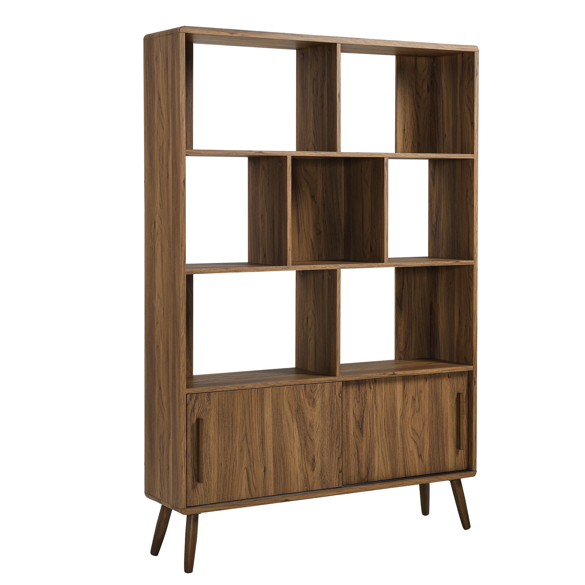 Bookcase Bookshelf Rack, Walnut Brown, Wood, Living Dining Room Kitchen ...