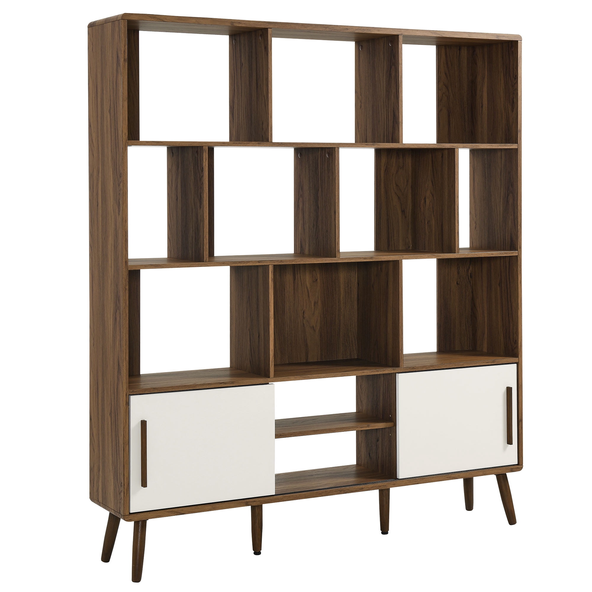 Bookcase Bookshelf Rack, Walnut Brown, Wood, Living Dining Room Kitchen ...