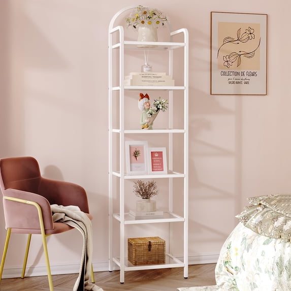 Bookcase Bookshelf, Tempered Glass Bookshelves, Slim Shelving Unit for ...