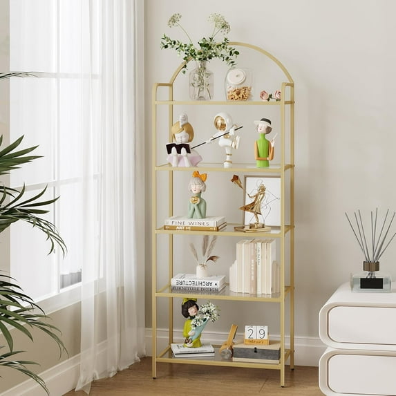 Bookcase Bookshelf, Tempered Glass Bookshelves, Slim Shelving Unit for ...