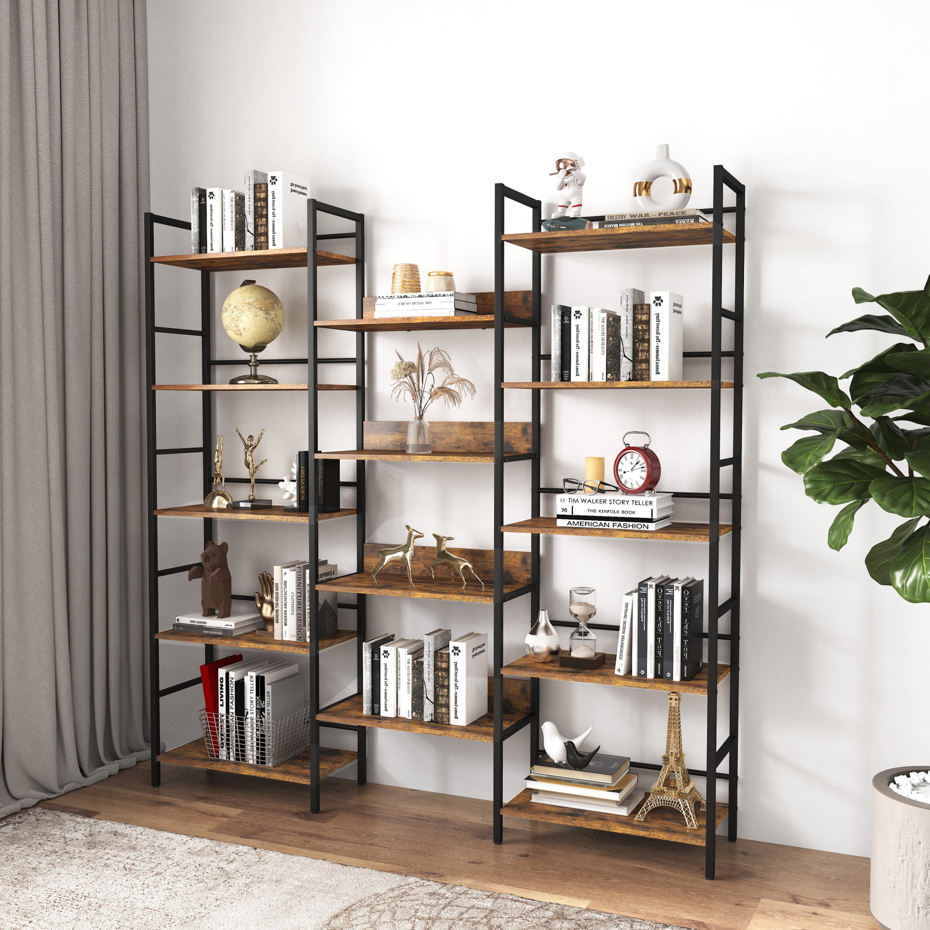 Bookcase and Bookshelves, 5 Tier Large Bookshelf with Anti-tipping ...