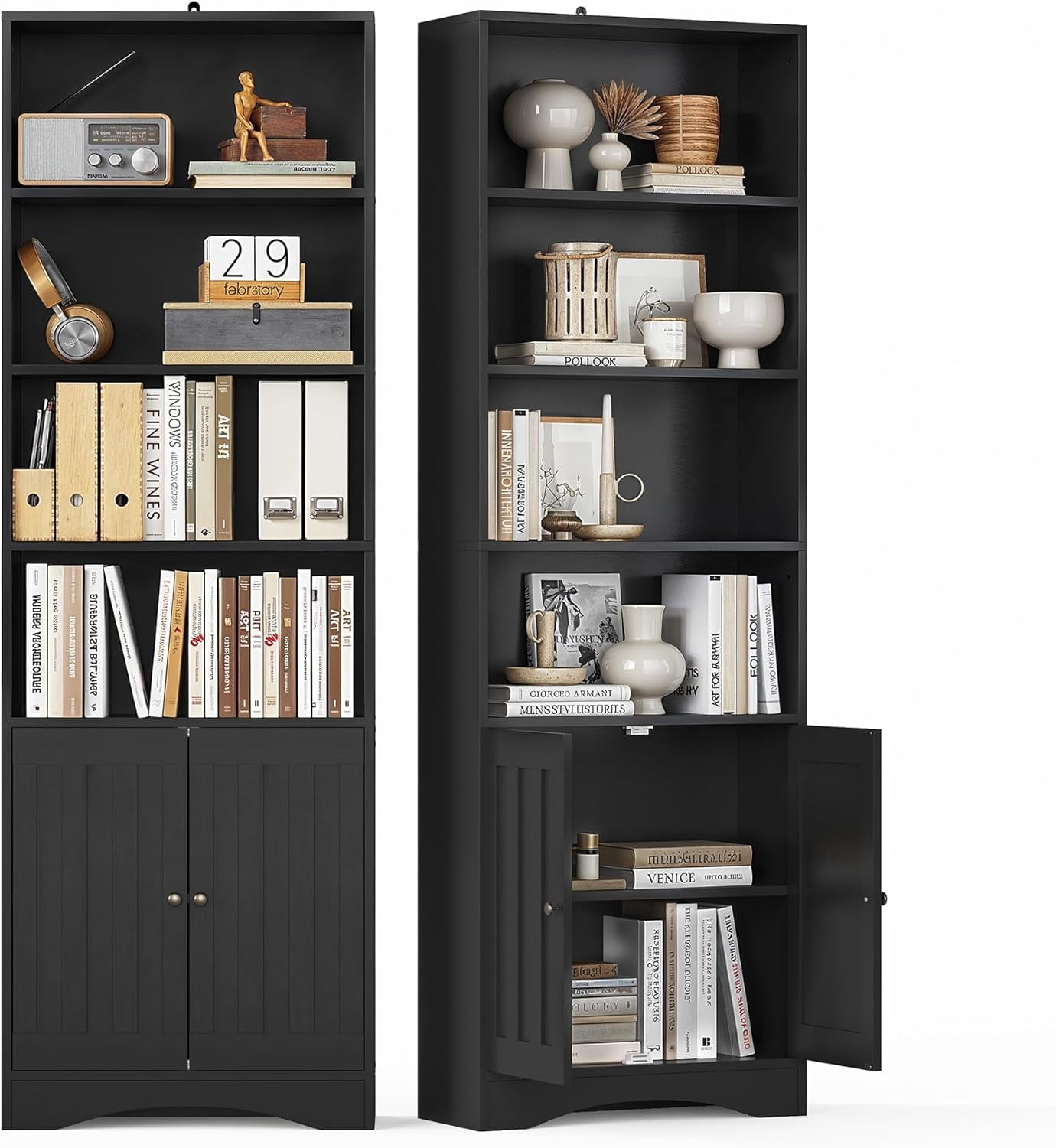 Bookcase, Bookshelves and Bookcases, 71” 6-Shelf Bookcase with Doors ...