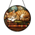 Bookcase Cat Window Hanging – Stained Glass Style Suncatcher Design ...