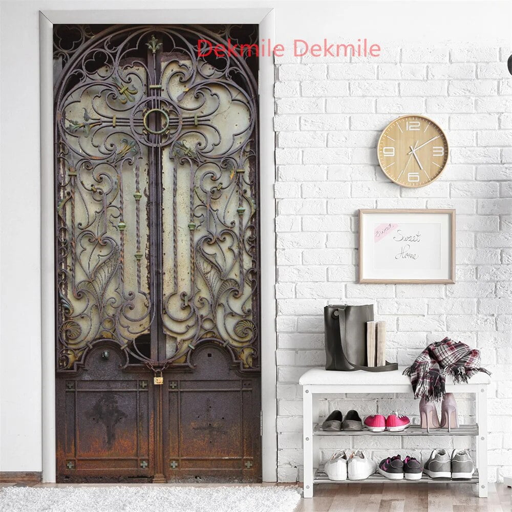 Bookcase Door Stickers Wallpaper Vinyl Escape Door Wooden Doors Safe ...