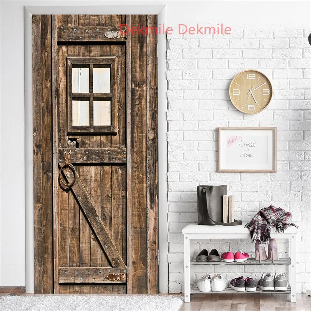 Bookcase Door Stickers Wallpaper Vinyl Escape Door Wooden Doors Safe ...