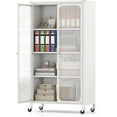 Bookcase with Doors and Adjustable Shelves, Freestanding Bookshelf ...