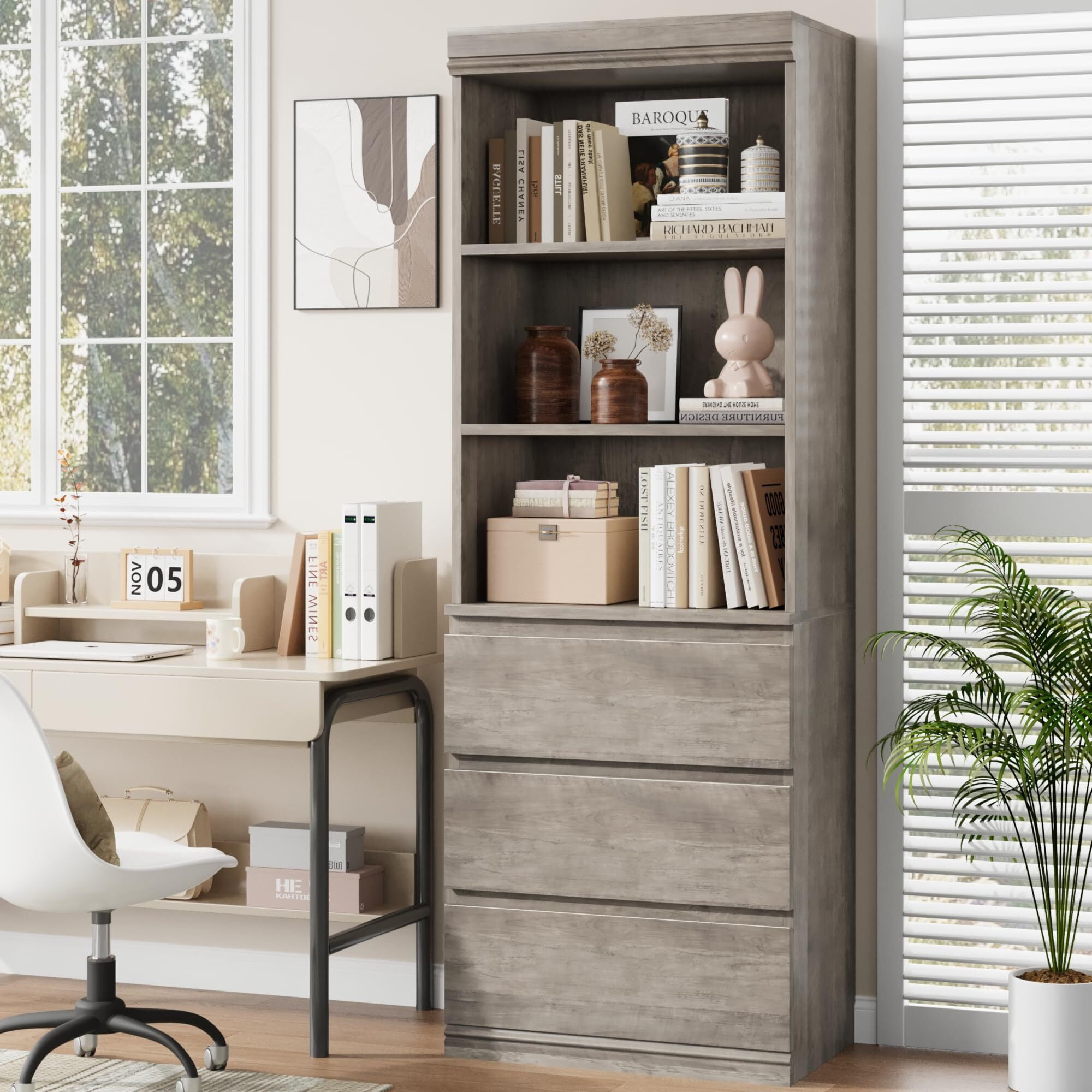 Bookcase with Drawers 70.27 Inches Tall Bookcases Large Bookshelves ...