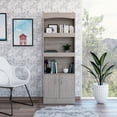 Bookcase Metal Hardware, Three Shelves, Double Door Cabinet, Light Gray ...