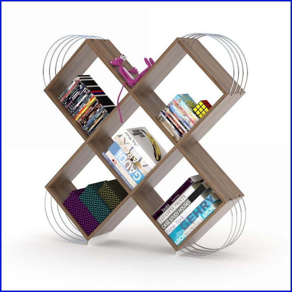 Bookcase, Modern 5 Tier | Case X Design | Walnut Wood - Walmart.com