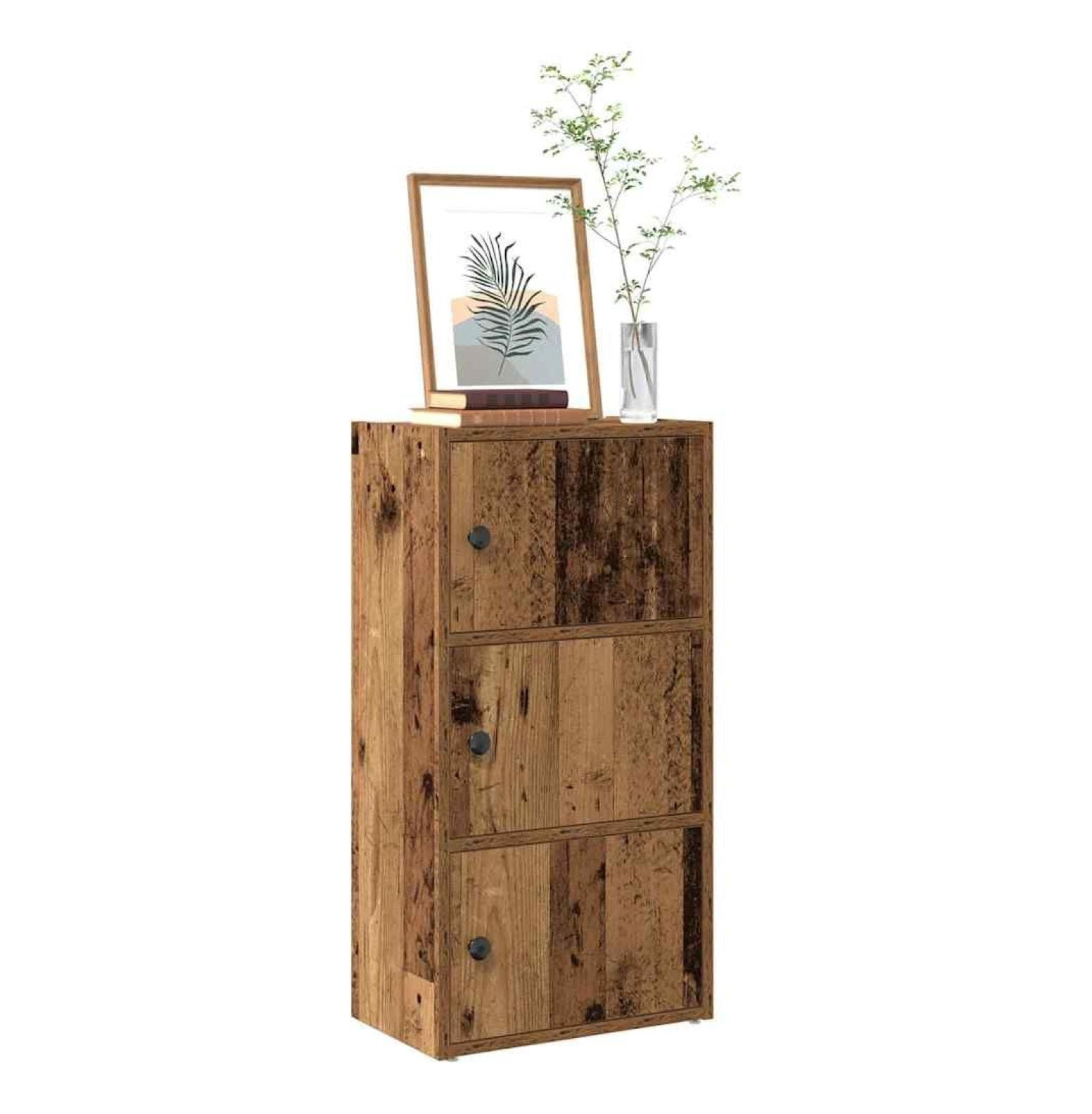 Bookcase Old wood Engineered wood Small Bookcase Rectangular Brown ...