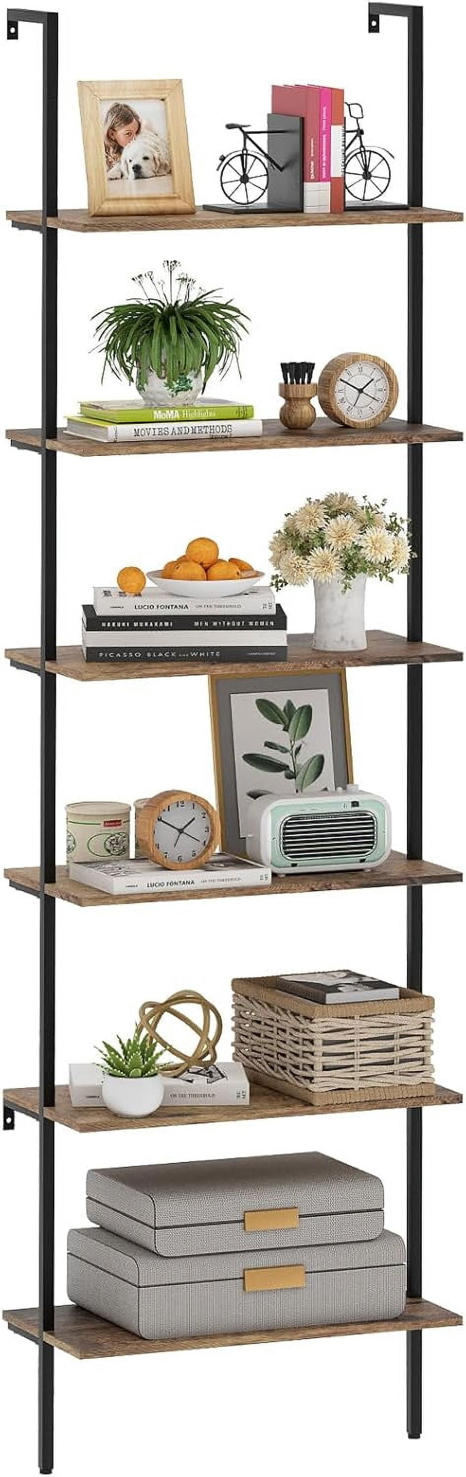 Bookcase Rustic Brown 6 Tiers Modern Bookshelf Room Organizer Open Tall ...