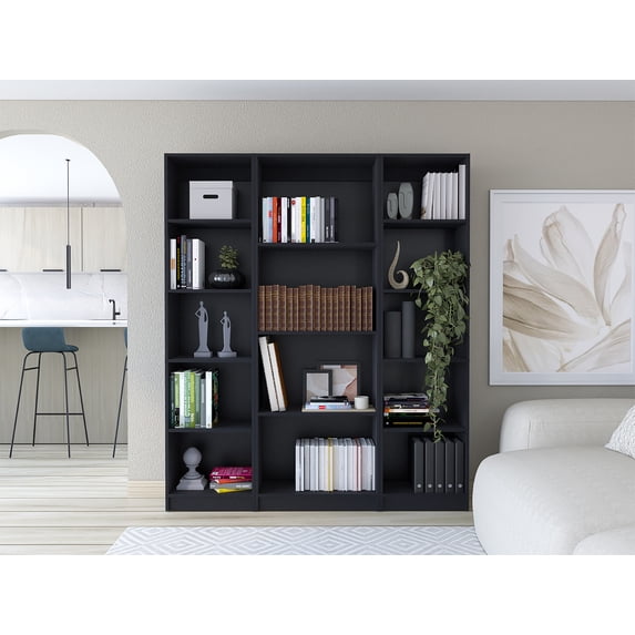 Bookcase Set 3 Piece 60 Inch Wide, 14 Shelves Modular Storage for ...