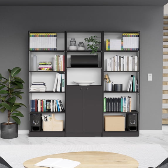Bookcase Set with 13 Shelves & 2-Door Cabinet | Display Books & Decor ...