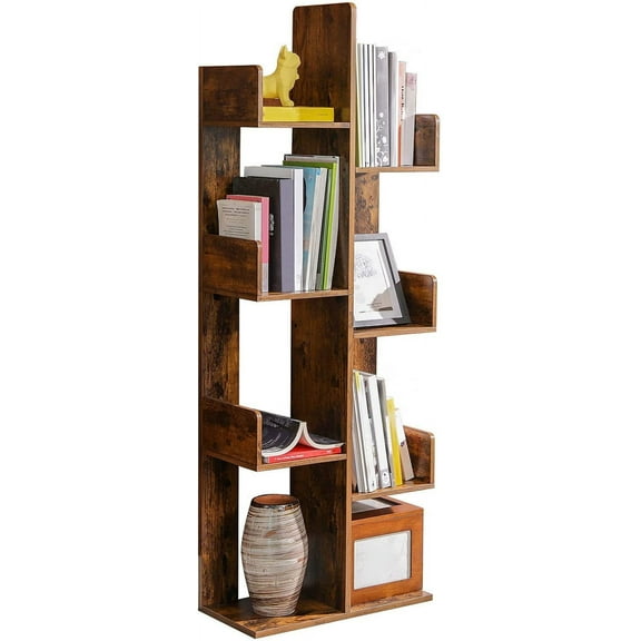 Bookshelf, Tree-Shaped Bookcase with 13 Storage Shelves, Rounded ...