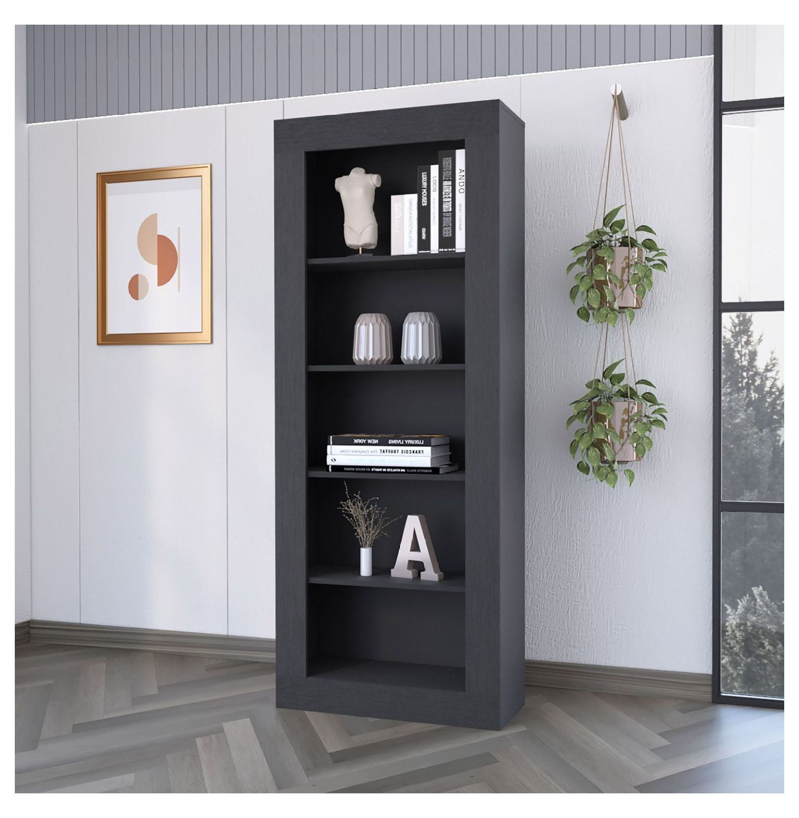 Bookcase with 5 Shelves, 70.3 Inch Tall Storage Shelf, Open Display ...