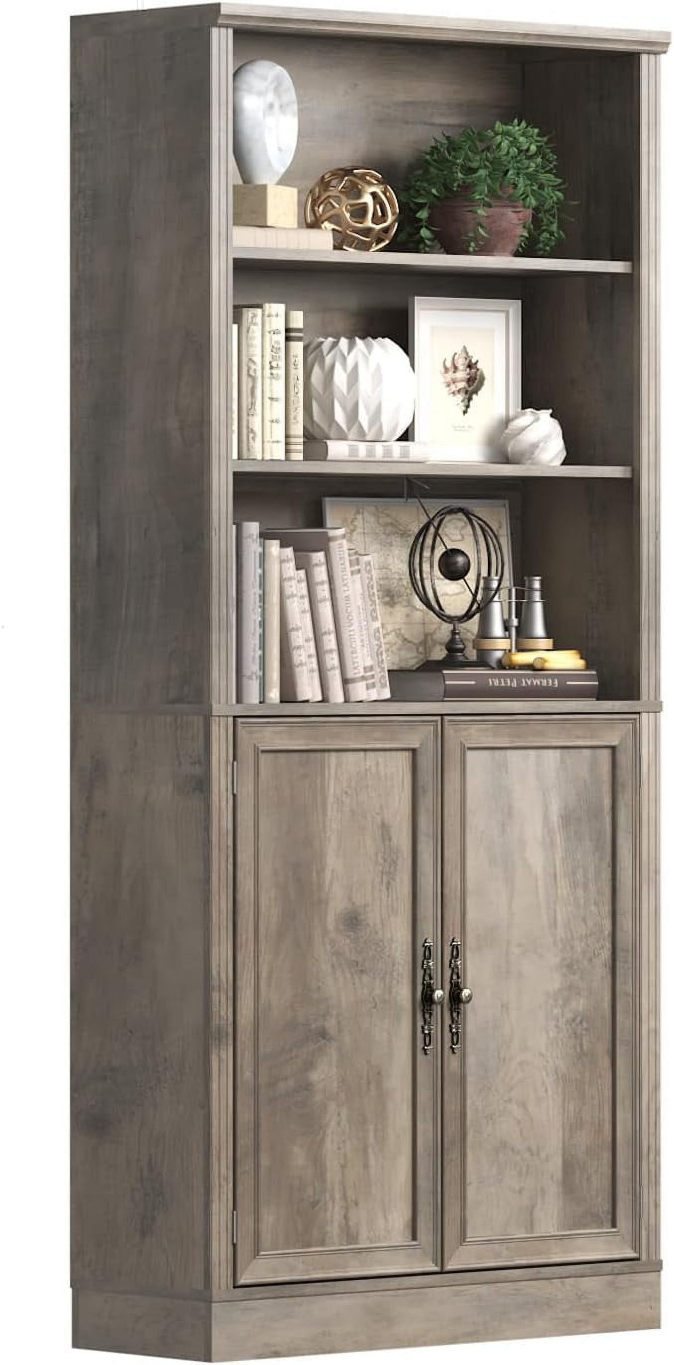 Bookcase with Doors, Adjustable Shelves, P2 MDF Construction ...