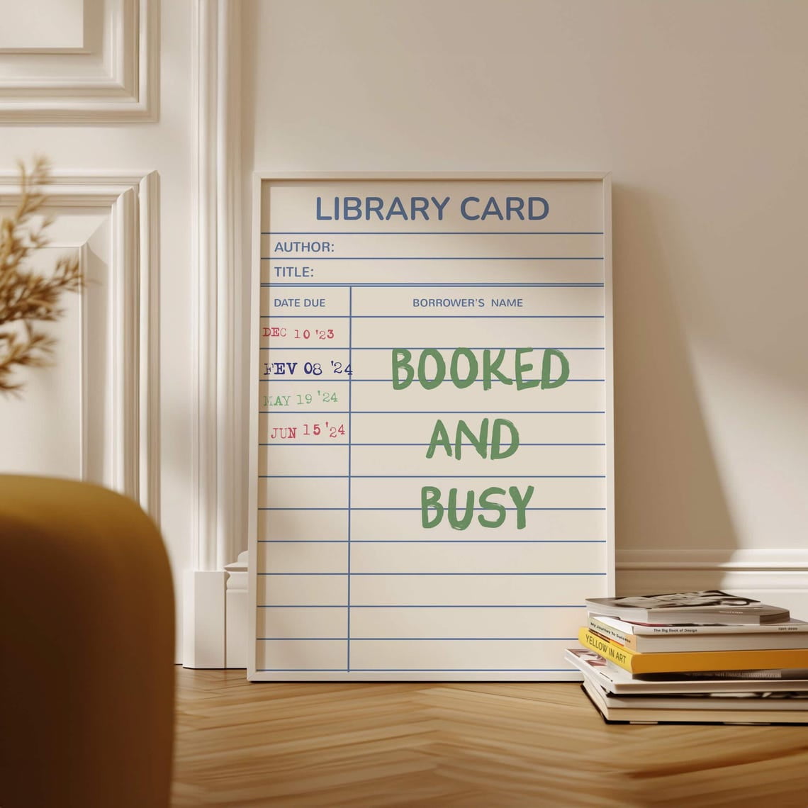 Booked And Busy Library Card Poster Book Lover Wall Art Poster Decor ...