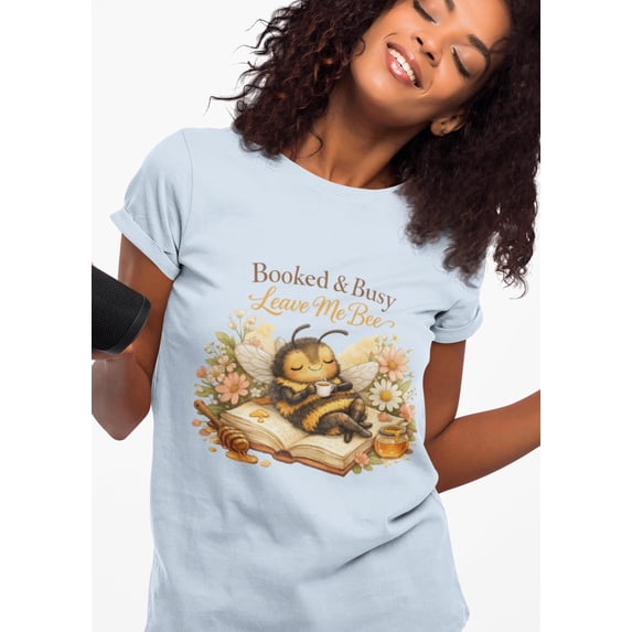 Booked & Busy Leave Me Bee T-Shirt, Bee Reading Illustration, Cozy Fall ...