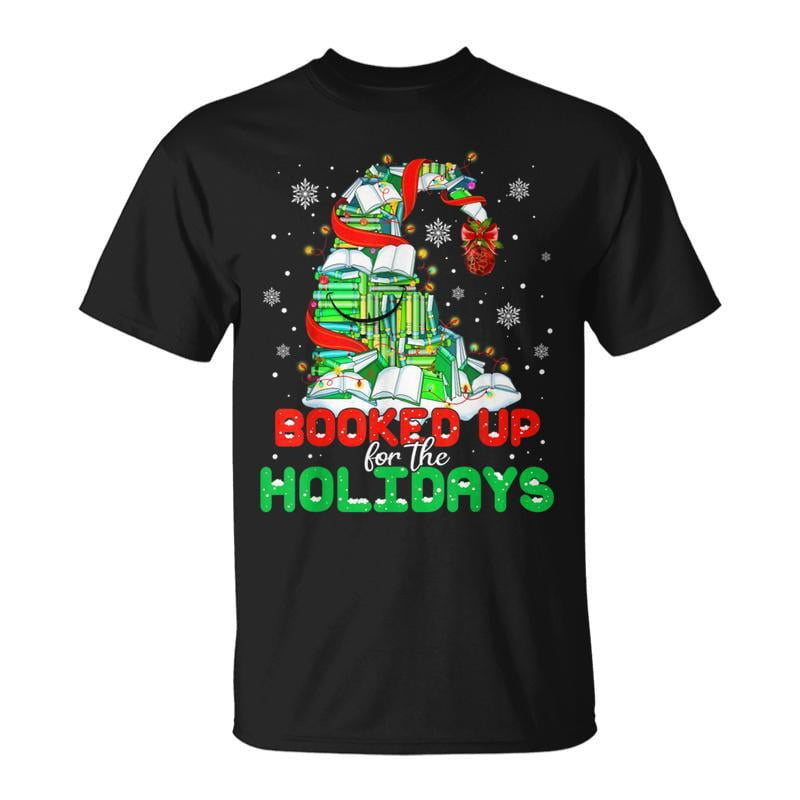 Booked Up For The Holidays Books Christmas Tree Book Lovers TShirt ...