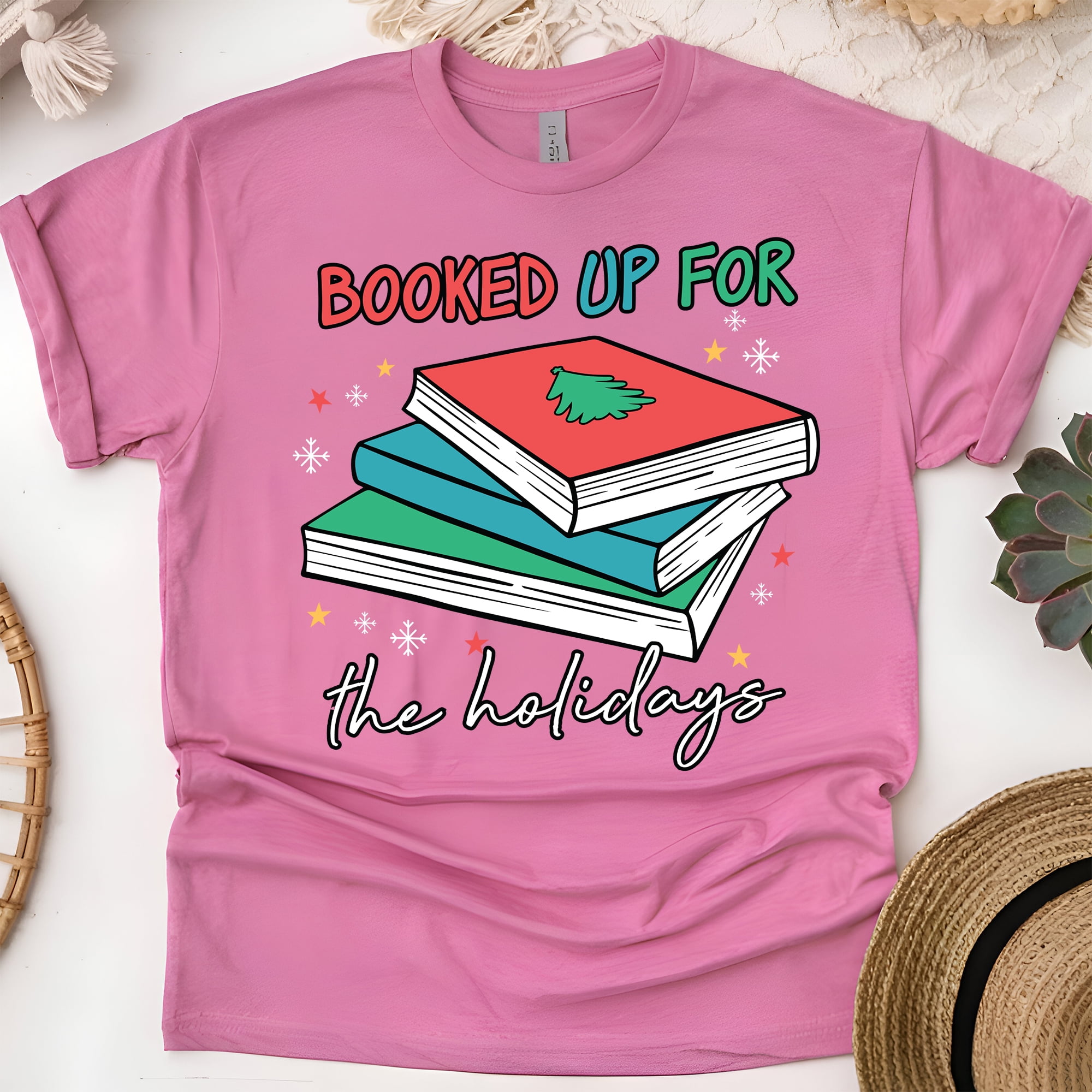 Booked Up for the Holidays T-Shirt | Book Lover Christmas Tee | Cozy ...
