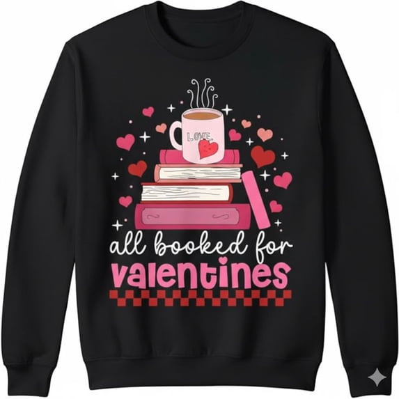 All Booked For Valentine’s Day Sweatshirt, Teacher Book Lover Reading ...