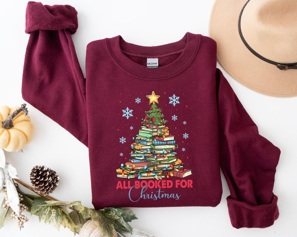 All Booked For Winter Holiday Shirt Librarian,Bookworm Winter Holiday Sweater,Winter Holiday ...