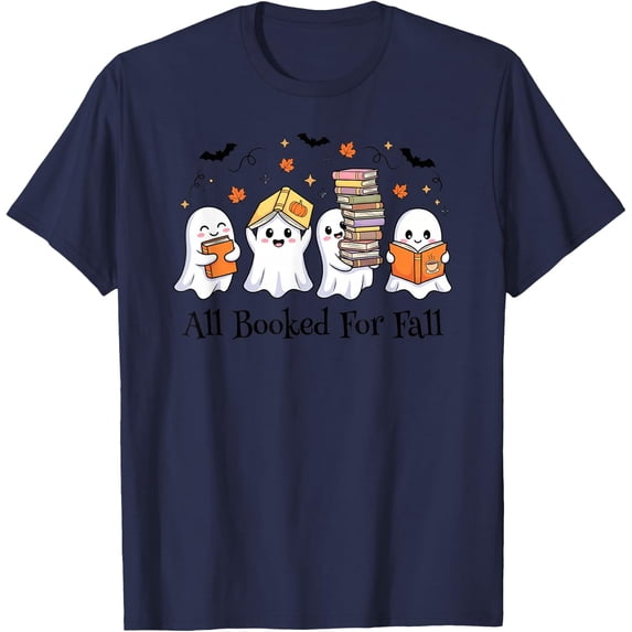 Booked for Fall Reading Ghost Humor Tee - Book Lover Halloween Comfort ...