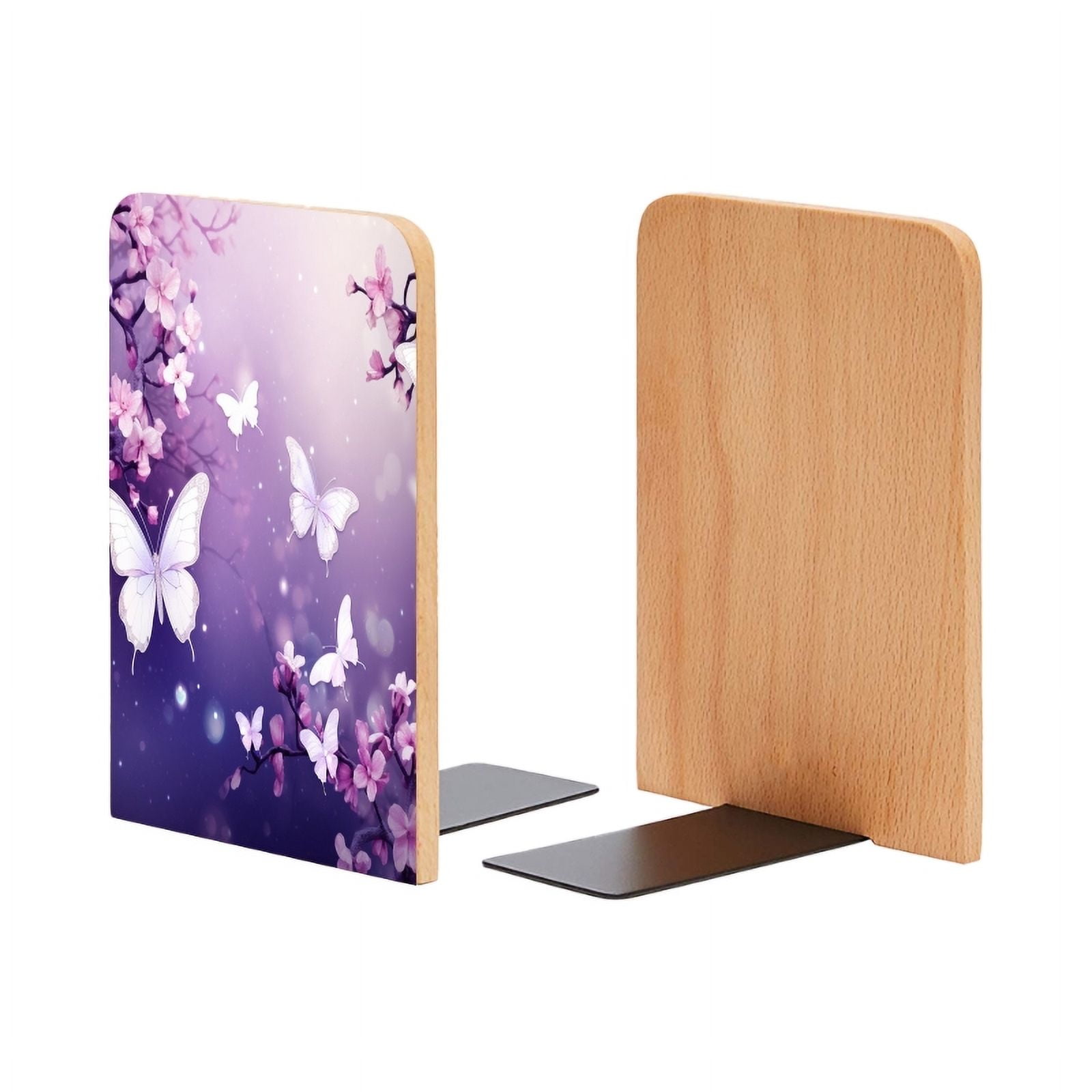 Bookends 1 Pair Non-Skid Bookend Wood Bookends for Shelves Book Stand ...