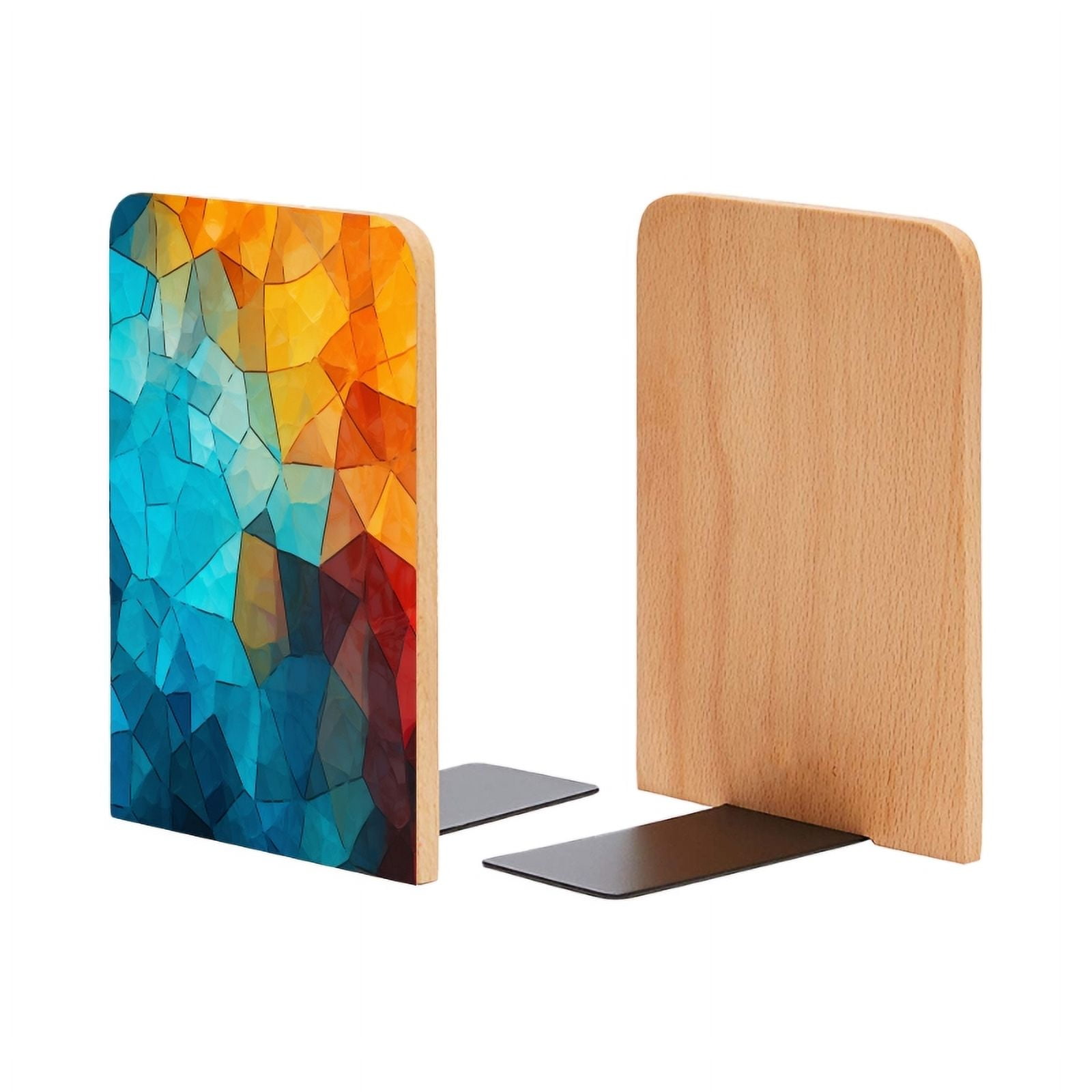 Bookends 1 Pair Non-Skid Bookend Wood Bookends for Shelves Book Stand ...