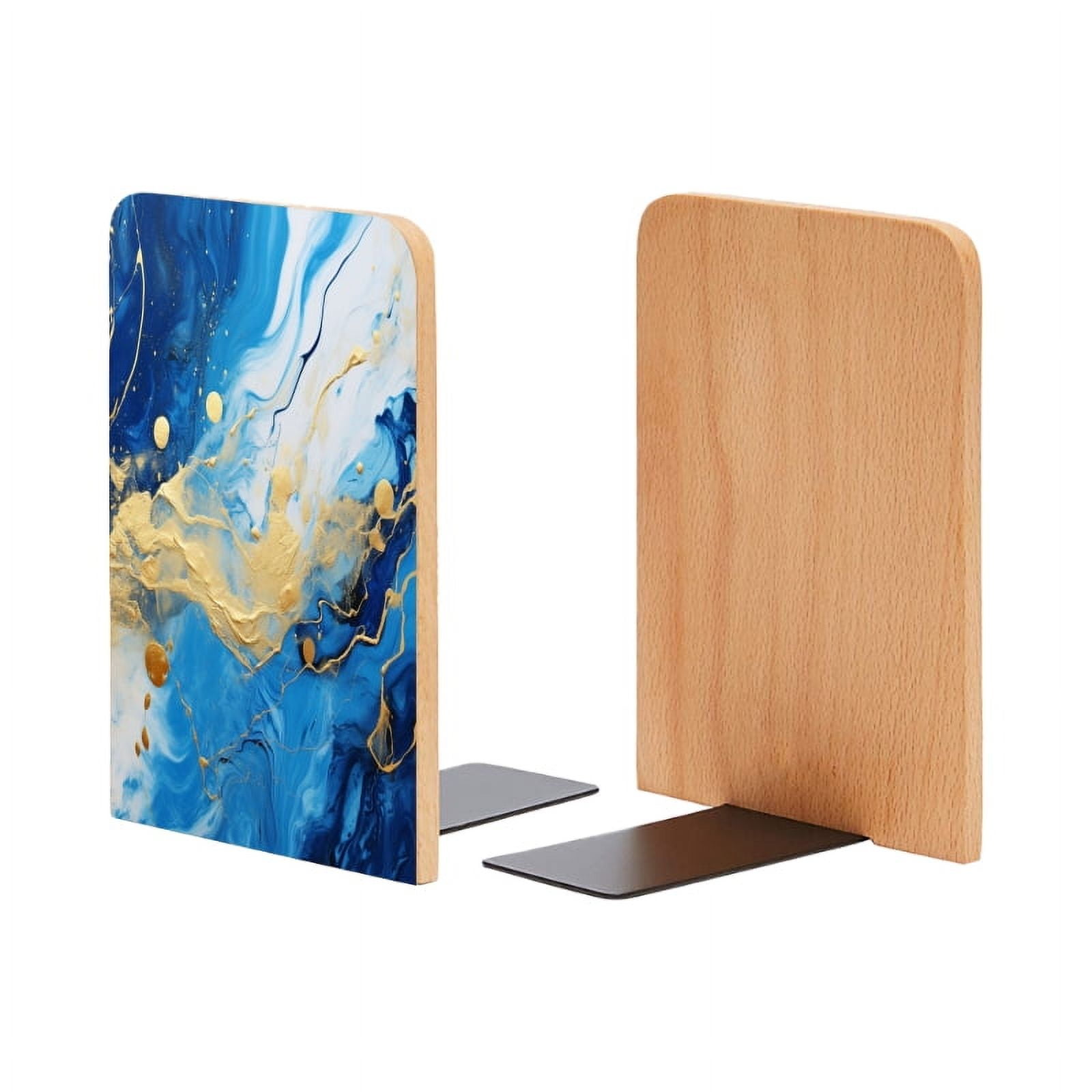 Bookends 1 Pair Non-Skid Bookend Wood Bookends for Shelves Book Stand ...