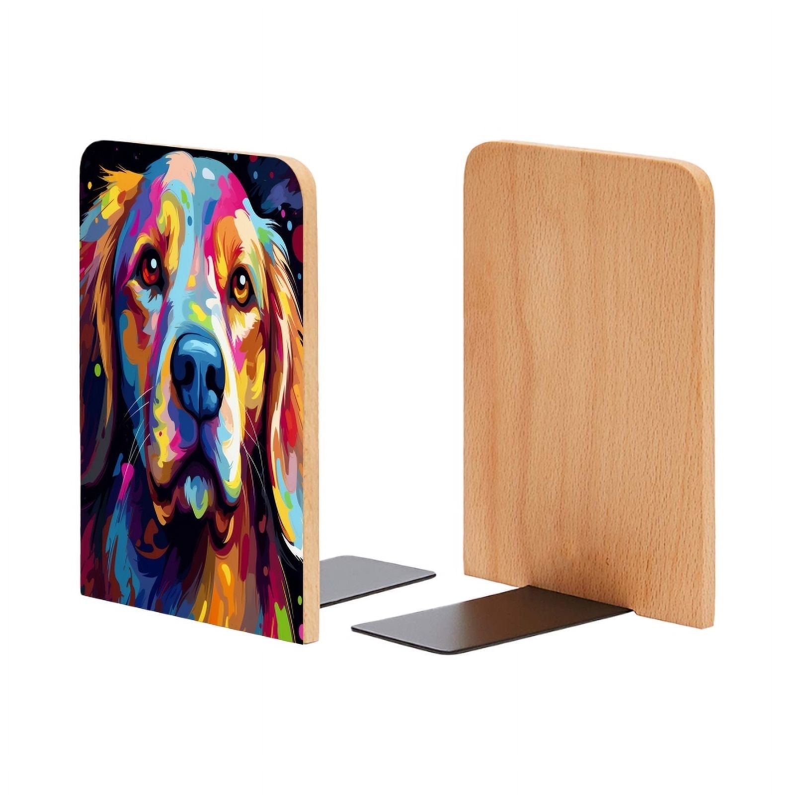 Bookends 1 Pair Non-Skid Bookend Wood Bookends for Shelves Book Stand ...